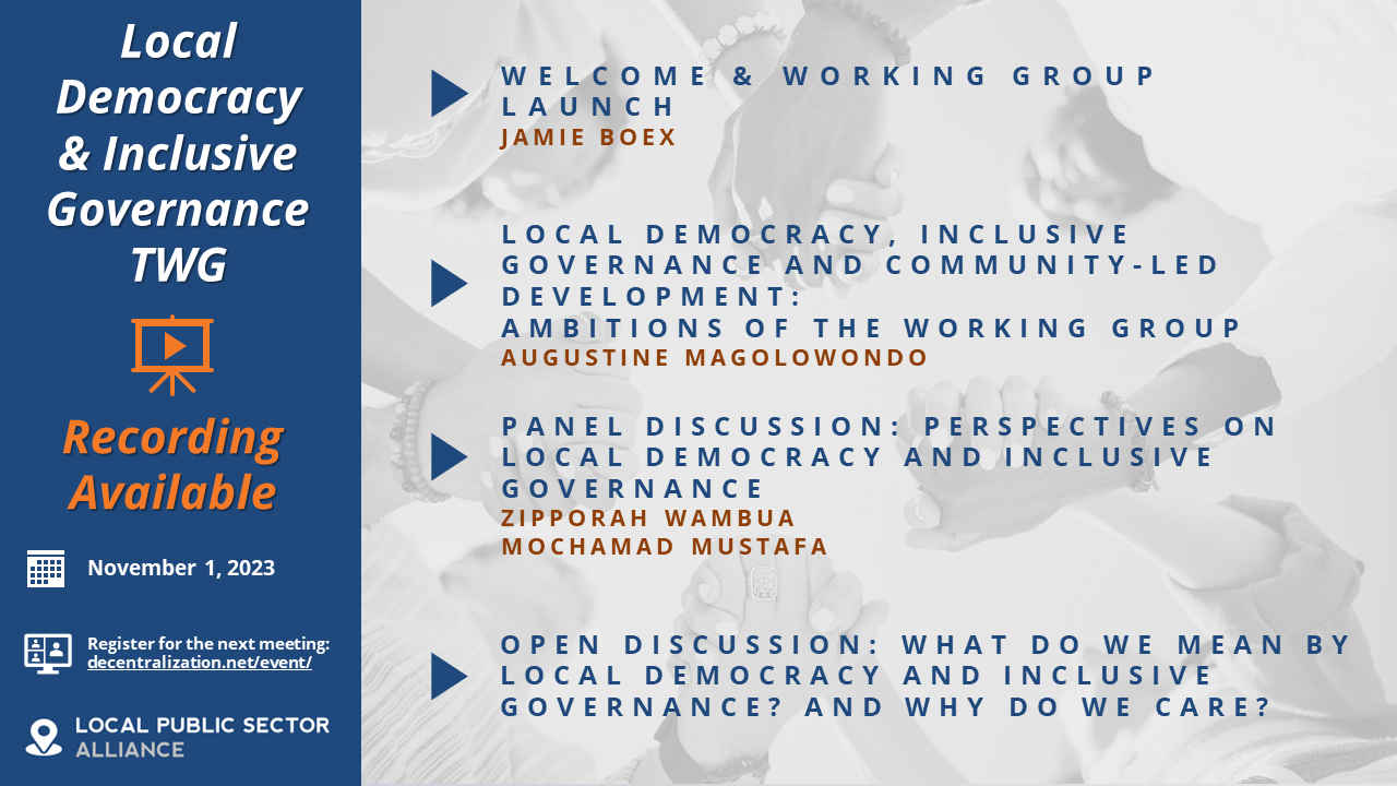 LPSA Thematic Working Group on Local Democracy & Inclusive Governance ...